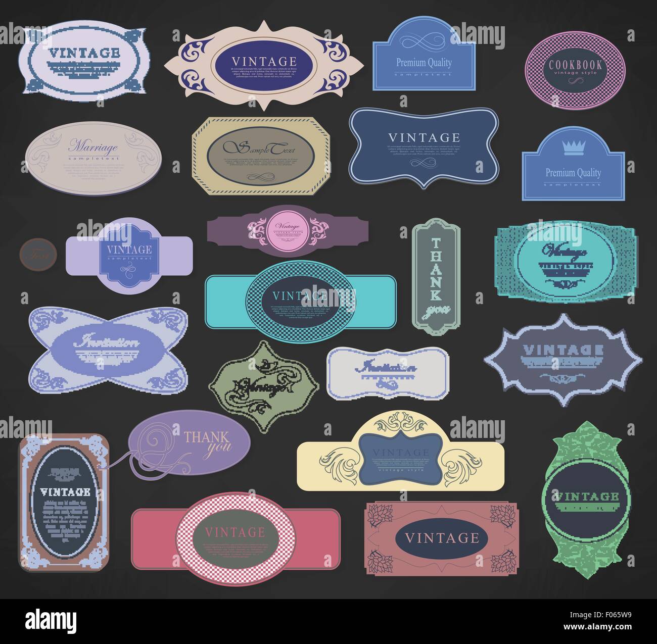 Set of retro vintage labels. Vector illustration Stock Vector Image ...