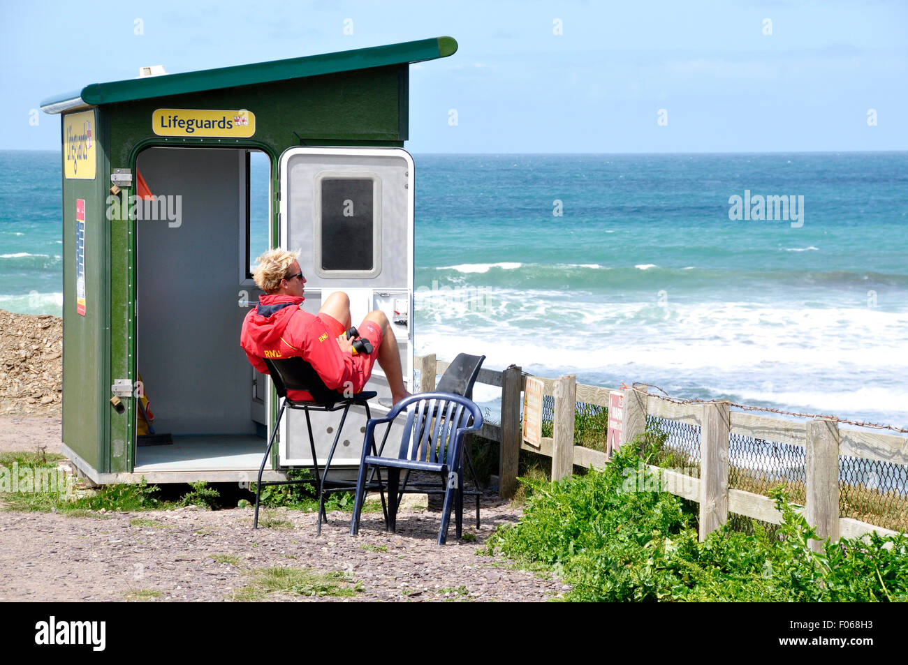 North Cornwall - Polzeath cliff top lifeguard post - lifeguard at ease ...