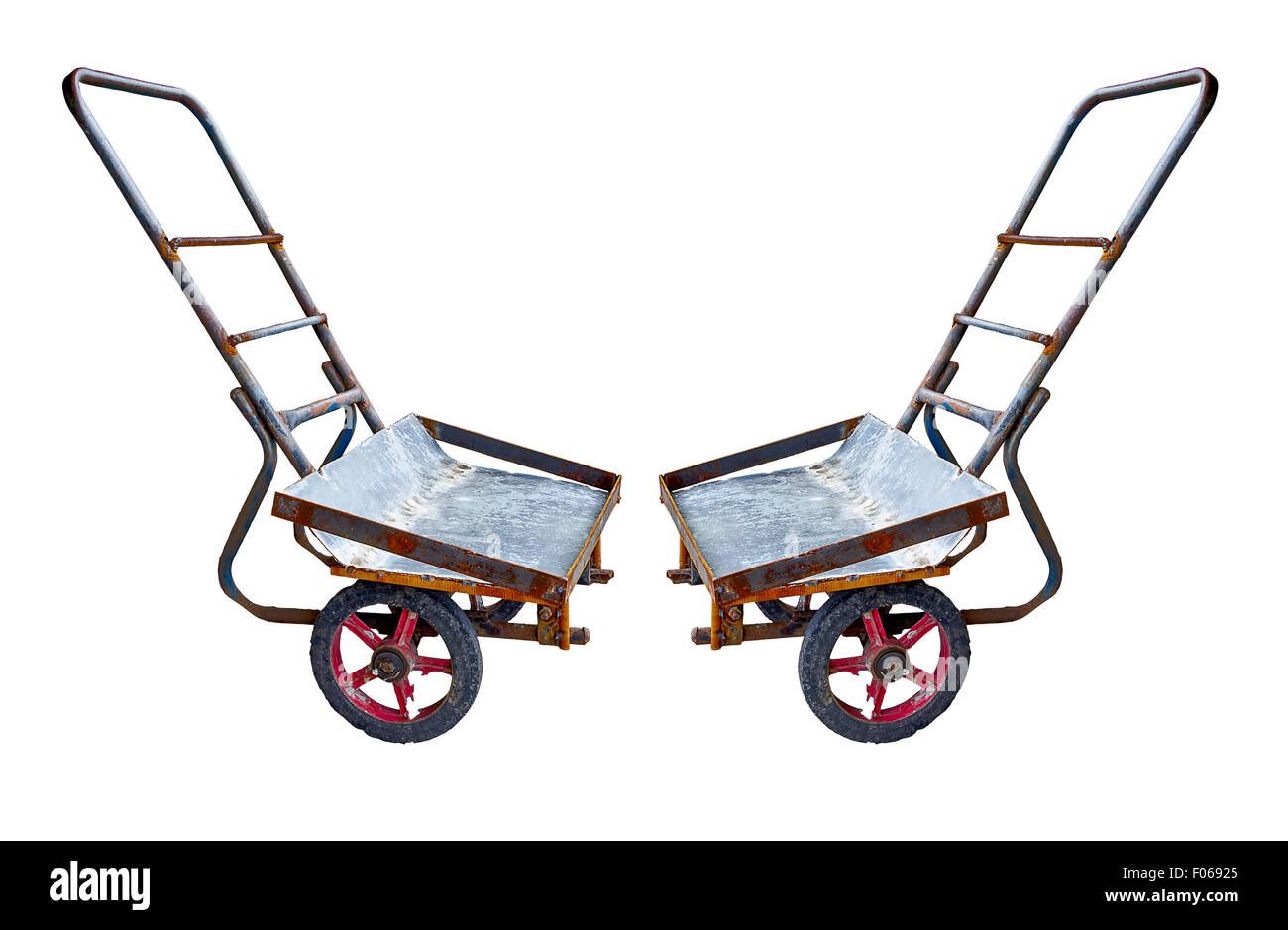 modified barrow made from old steel isolated on white background Stock ...