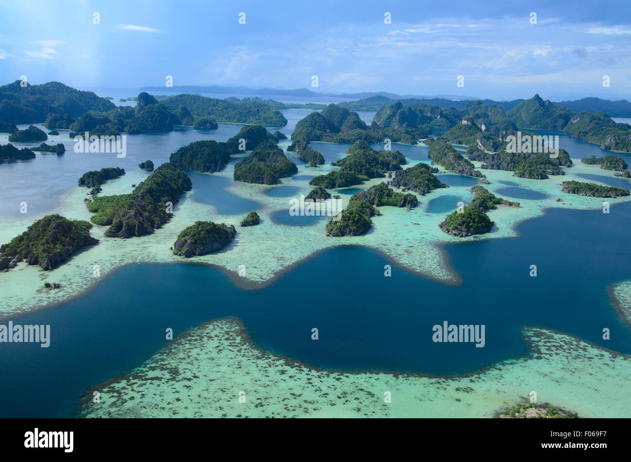 Aerial view of the Misool area, Misool, Raja Ampat, West Papua ...