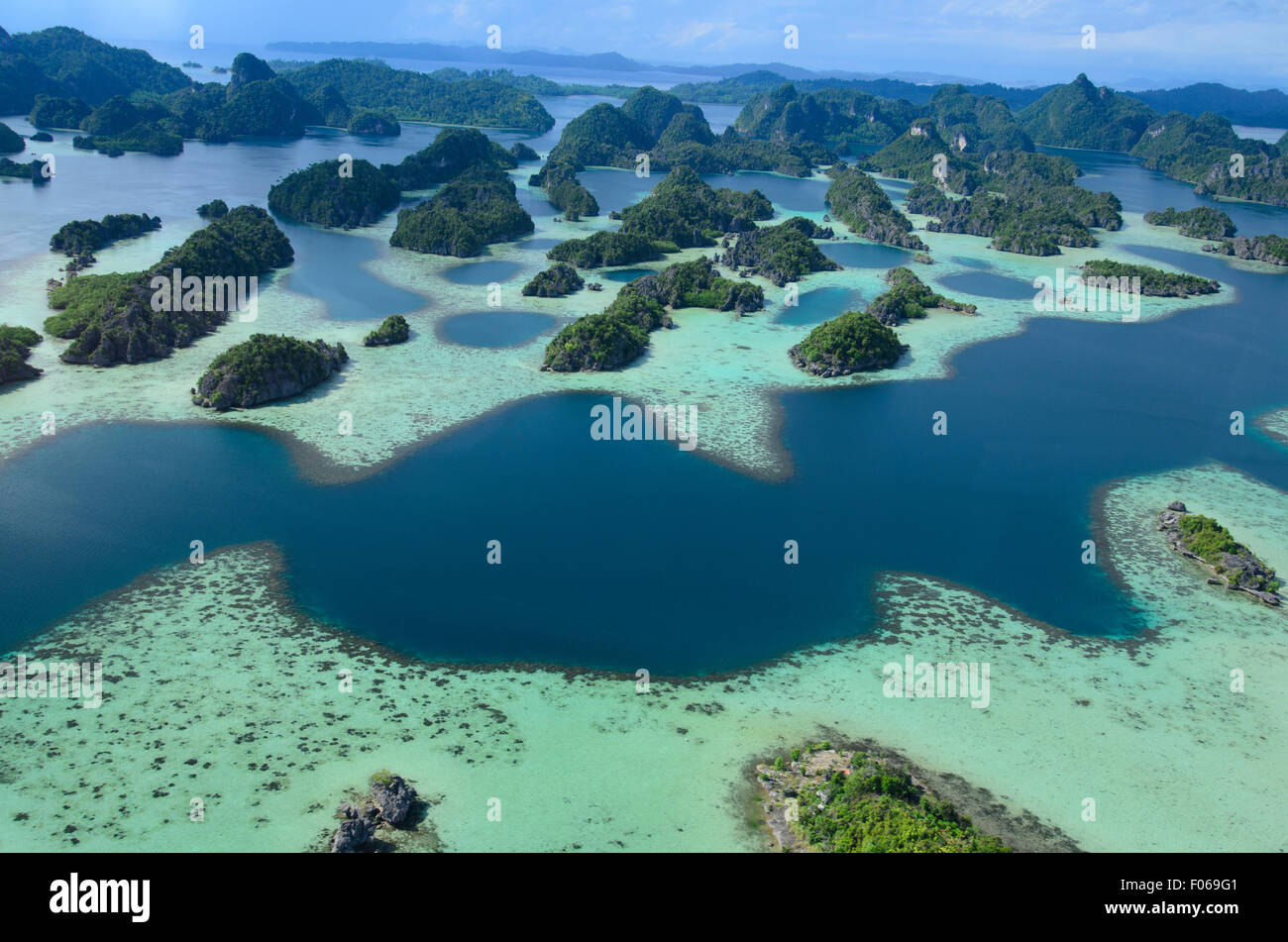 Aerial view of the Misool area, Misool, Raja Ampat, West Papua ...