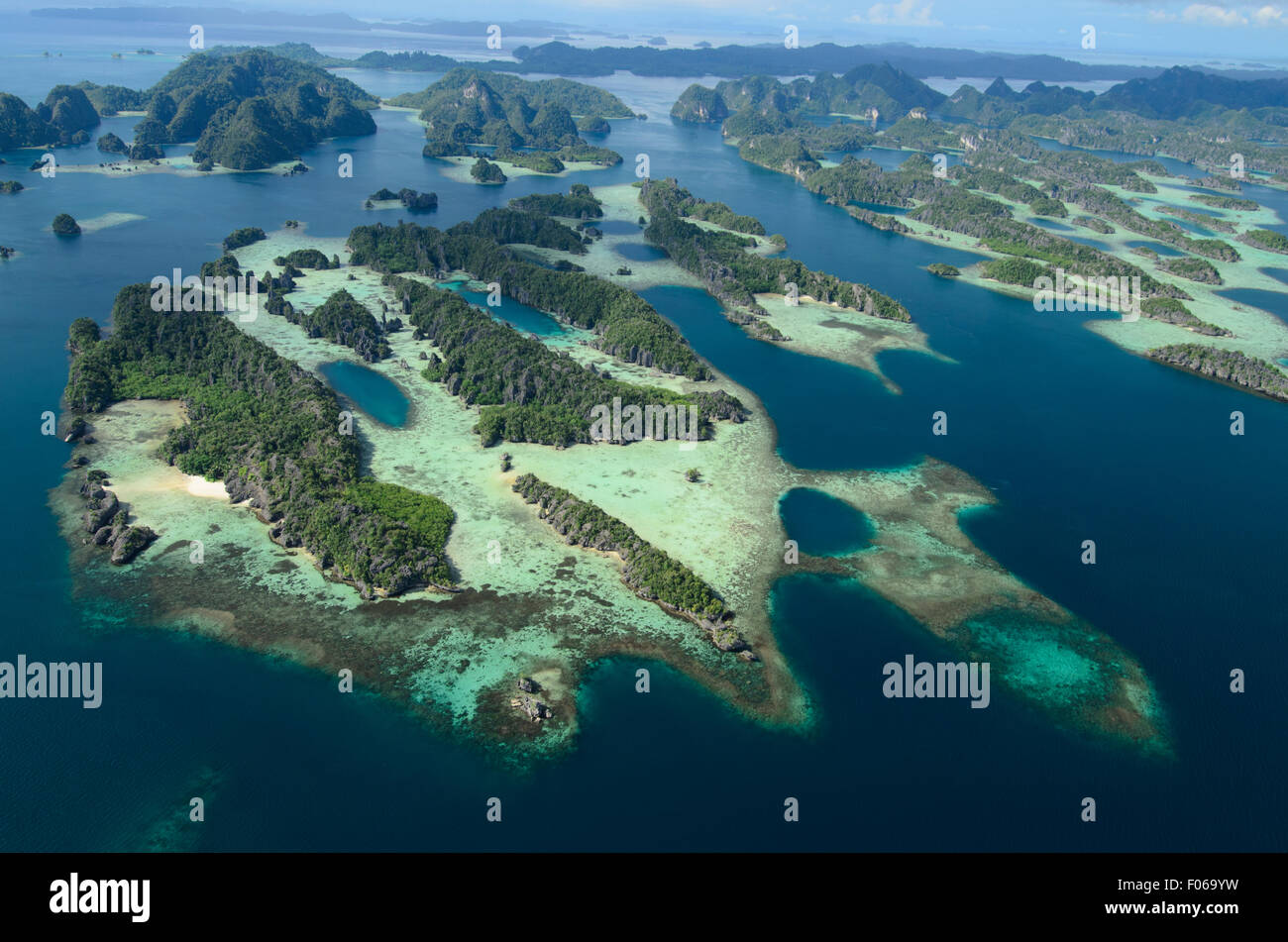 Aerial view of the Misool area, Misool, Raja Ampat, West Papua ...