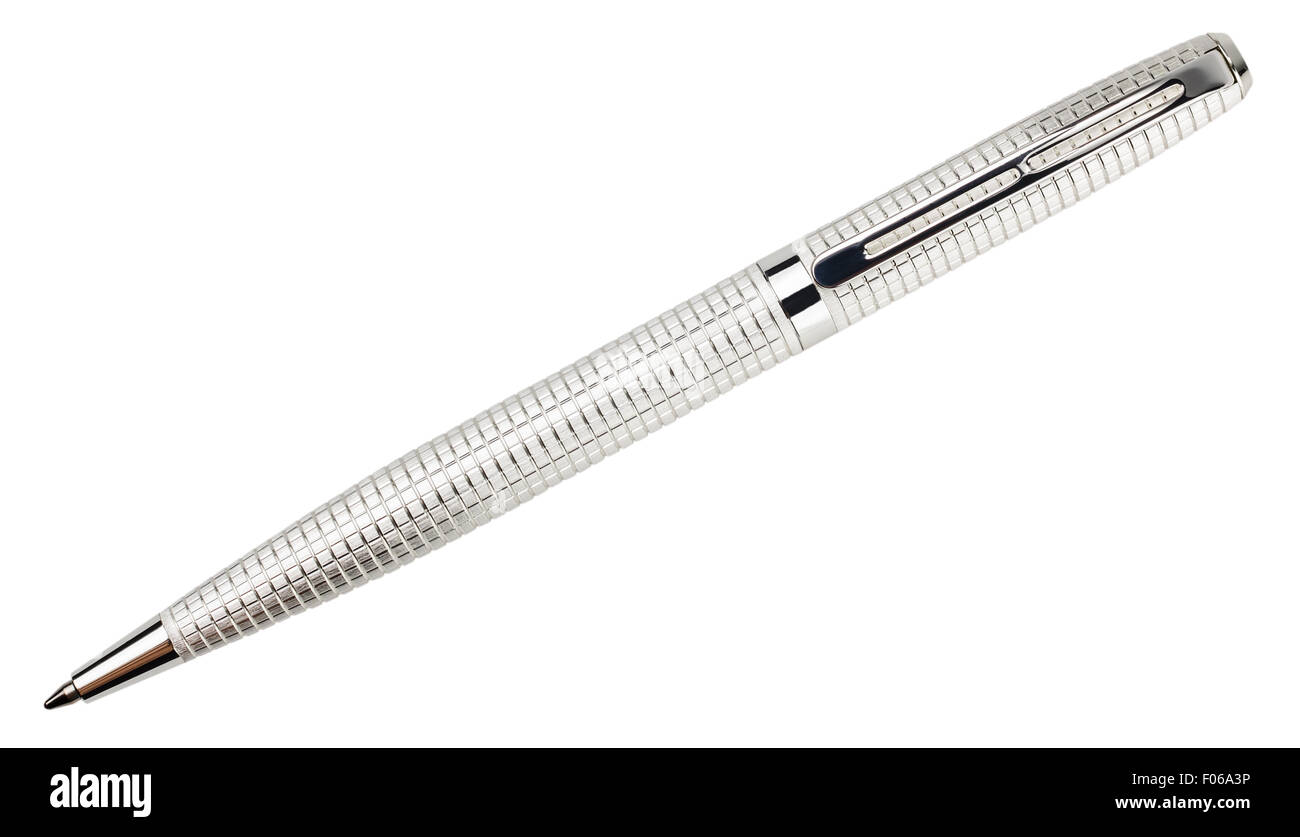 the silver pen isolated on white background Stock Photo - Alamy