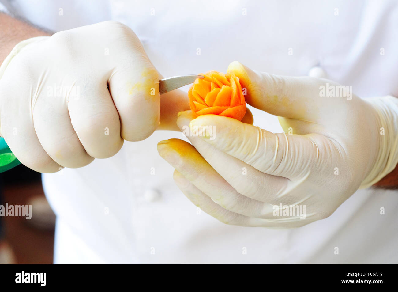 Chef Carving Carrot Stock Photo - Alamy