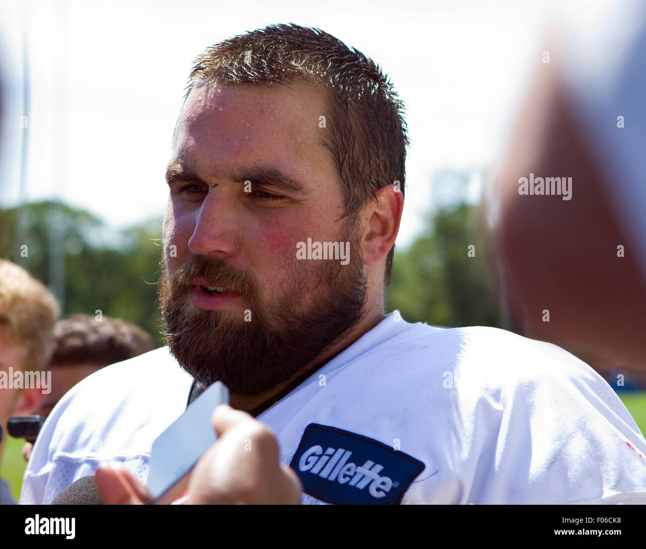 Gillette Stadium. 8th Aug, 2015. New England Patriots offensive lineman ...