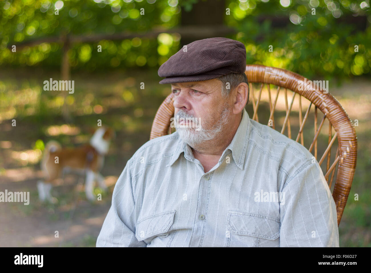 Outdoor portrait of senior bearded in a park Stock Photo - Alamy