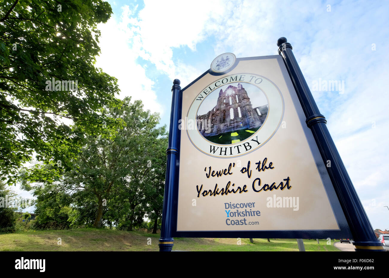 Whitby road sign in Whitby Yorkshire UK Stock Photo - Alamy