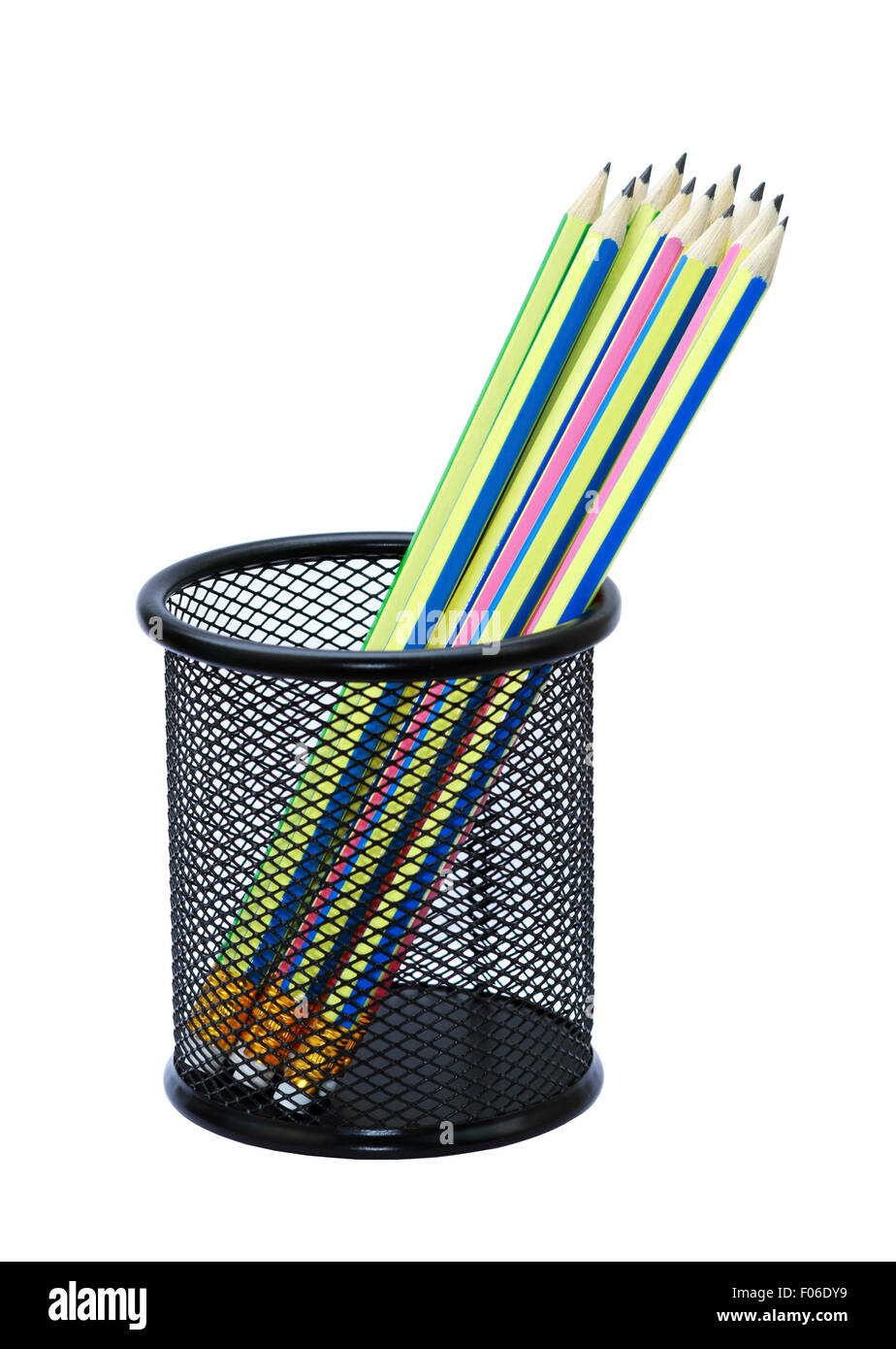 Stationary in black container isolated on white background Stock Photo ...