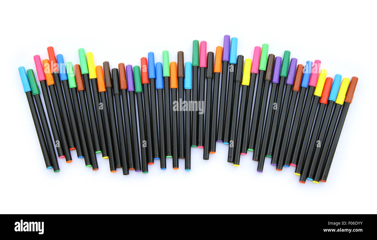 Set of water color pens isolated on white background Stock Photo - Alamy