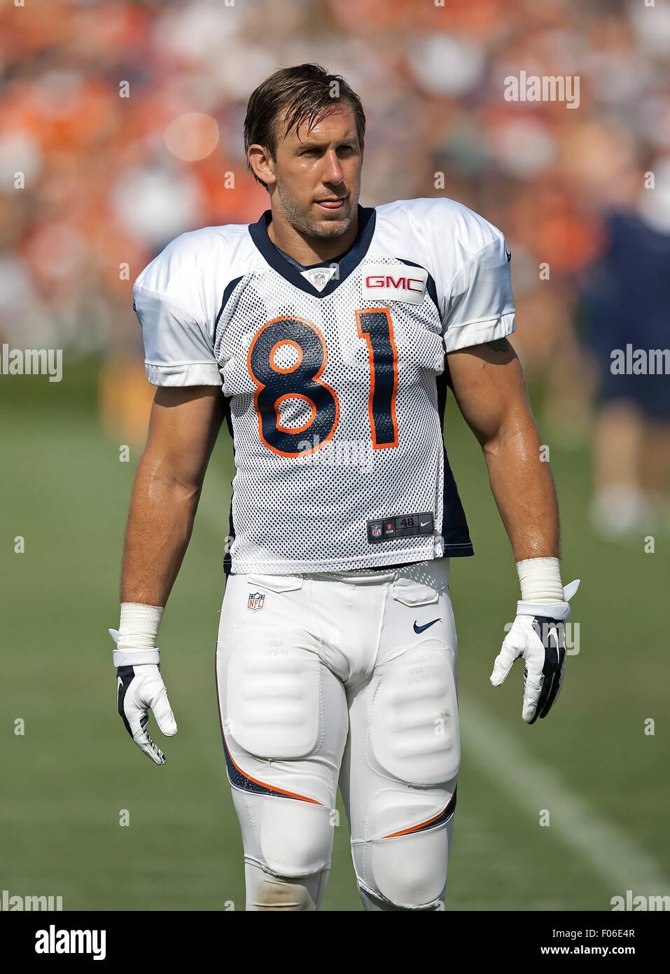 Englewood, Colorado, USA. 8th Aug, 2015. Broncos TE OWEN DANIELS looks ...