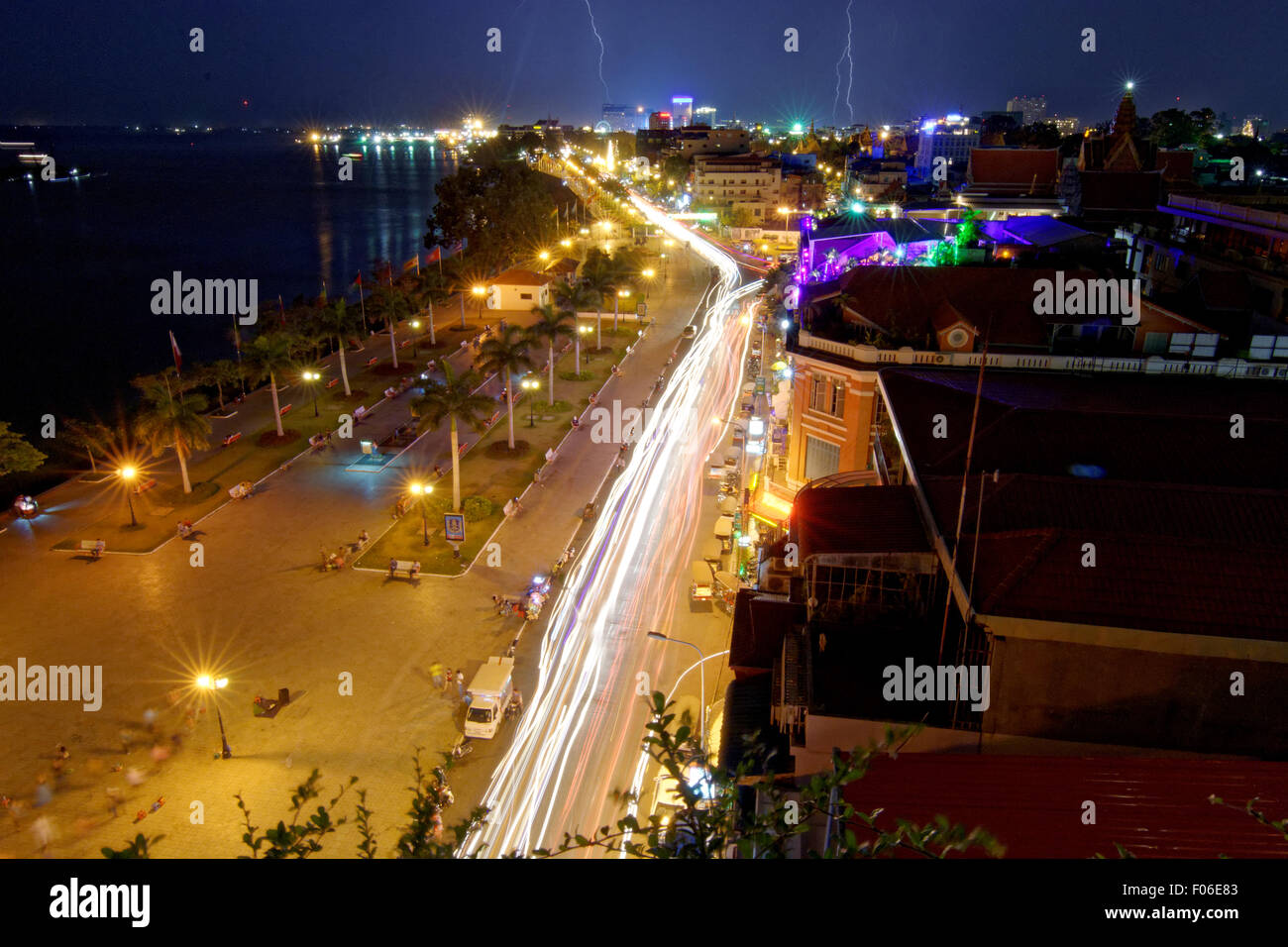 Lightning strikes on Sisowath quay Phnom Penh Cambodia Stock Photo - Alamy