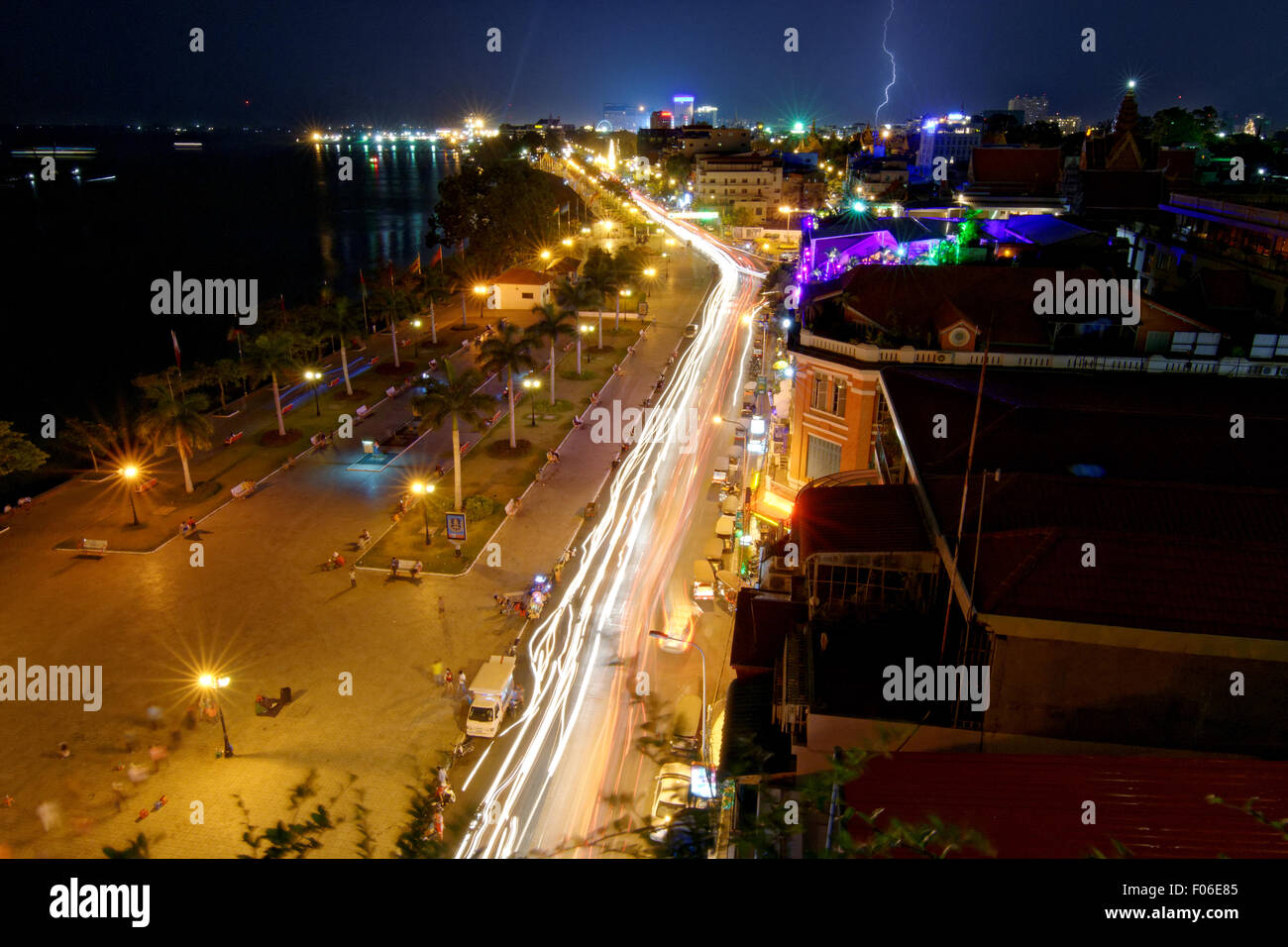 Lightning strikes on Sisowath quay Phnom Penh Cambodia Stock Photo - Alamy