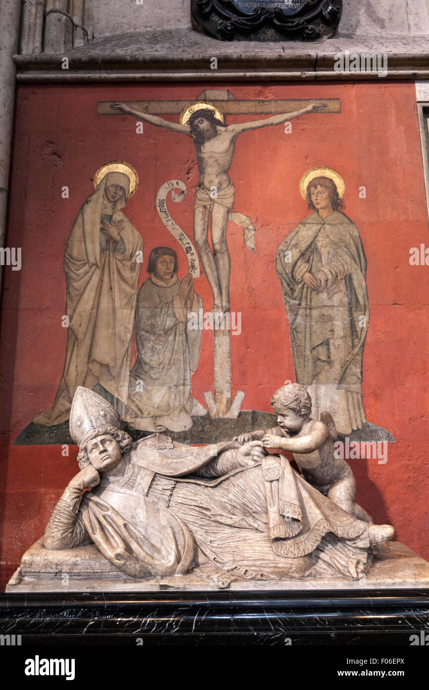 Statue of reclining bishop St Engelbert, tomb sculptures in Cologne ...