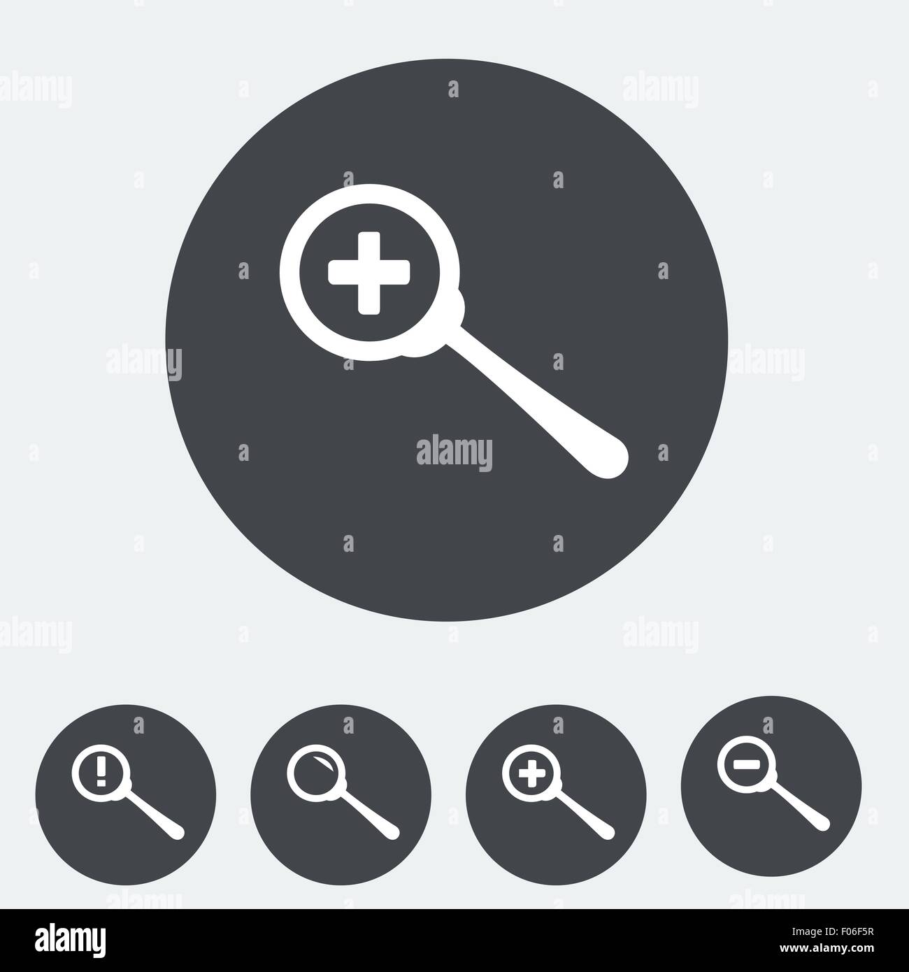zoom in icon, set of vector icons with magnifires. Flat design Stock ...