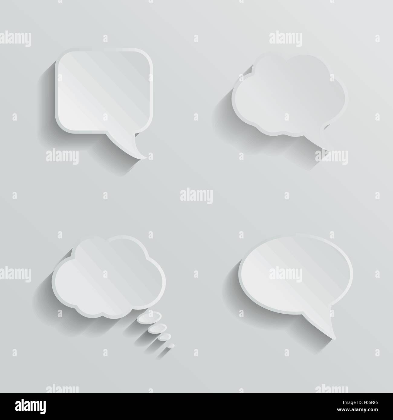 Chat bubbles - paper cut design. White color on light grey background ...