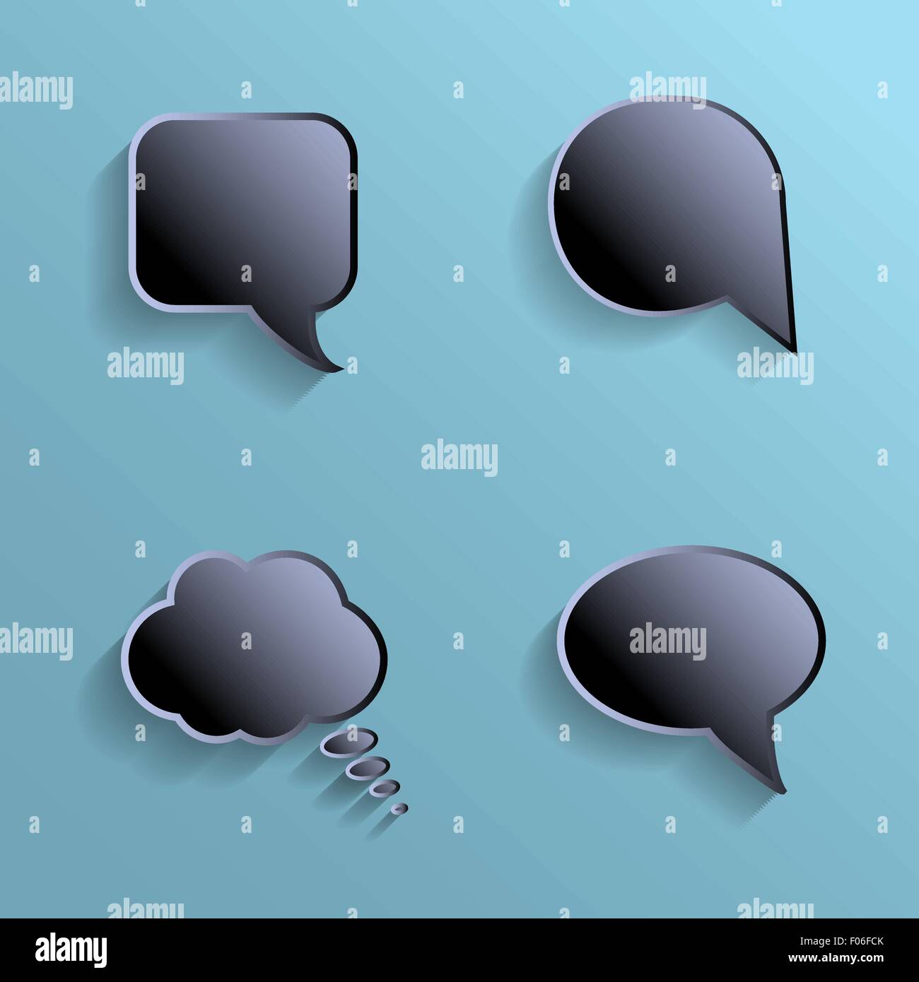 Chat bubbles - paper cut design. Black color on marine background Stock ...