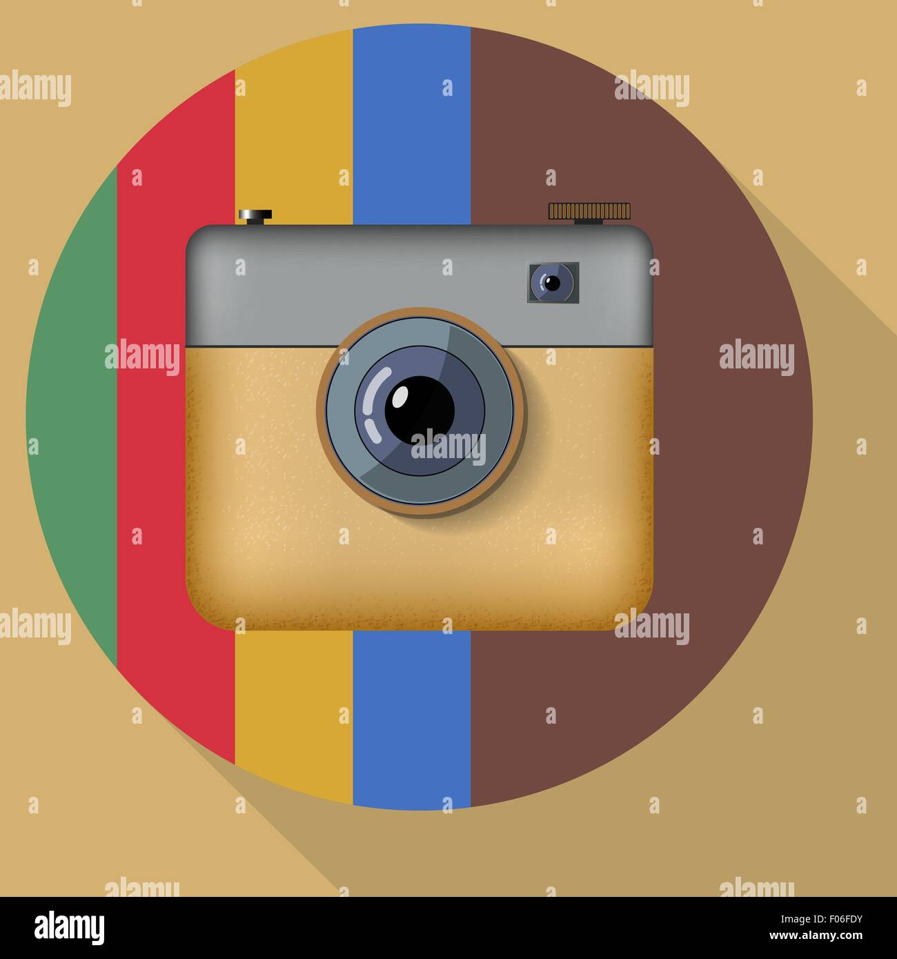 Hipster colorful realistic photo camera icon with shadow Stock Vector ...