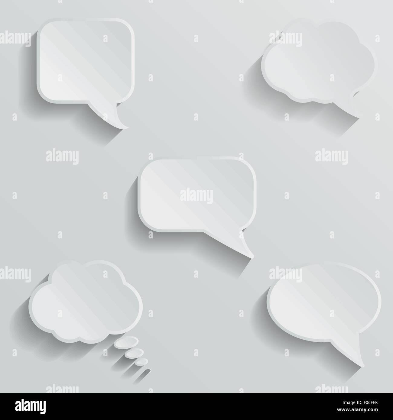 Chat bubbles - paper cut design. White color on light grey background ...