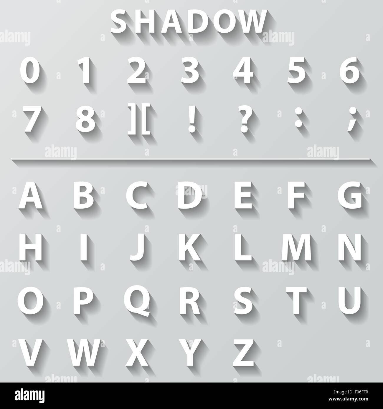 Flat font with long shadow effect. Vector illustration Stock Vector ...