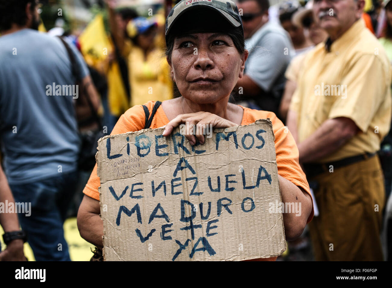 Caracas, Venezuela. 8th Aug, 2015. A Venezuelan opposition activist ...