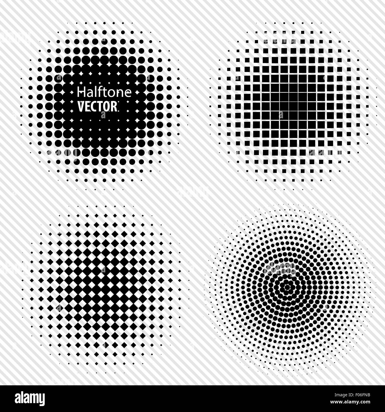 Set of Black Abstract Halftone Circles Logo, vector illustration Stock ...