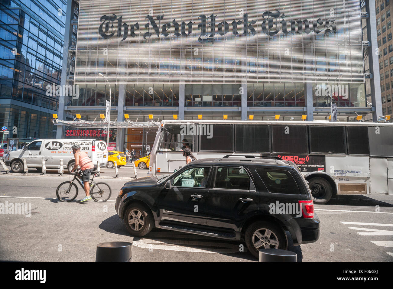 An Uber livery travels through Midtown Manhattan in New York on Friday ...