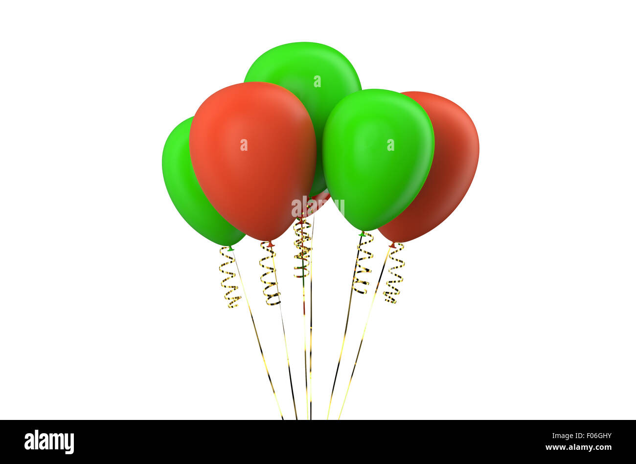 set of red and green balloons isolated on white background Stock Photo ...