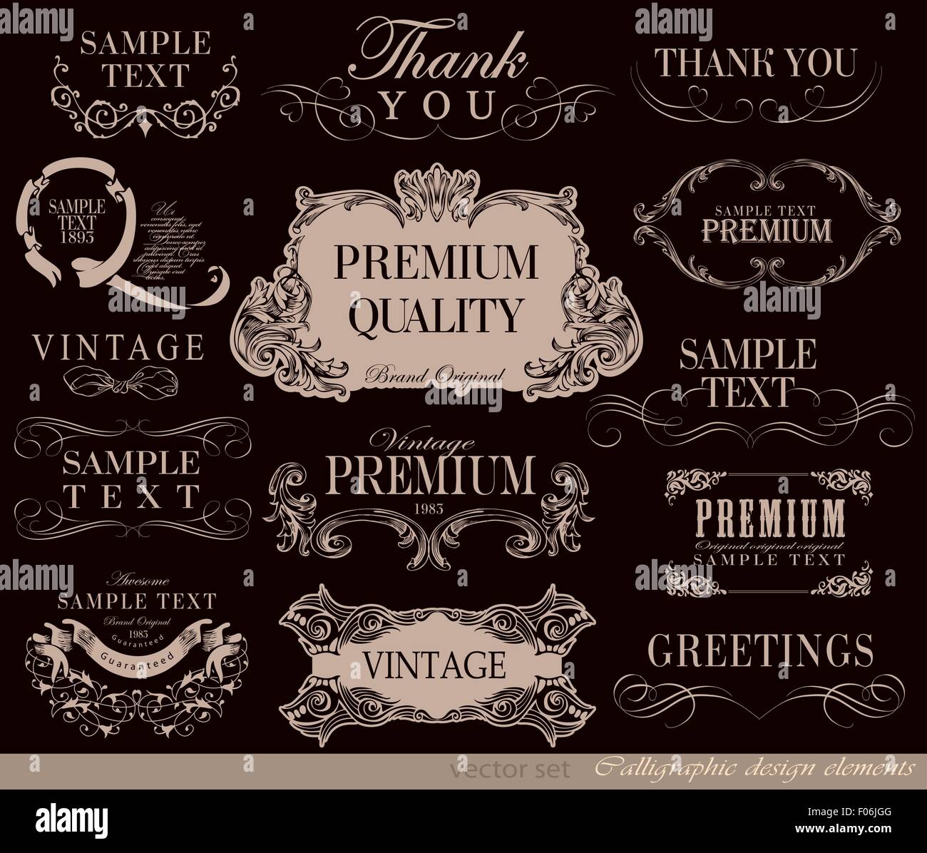 vector set calligraphic Stock Vector Image & Art - Alamy