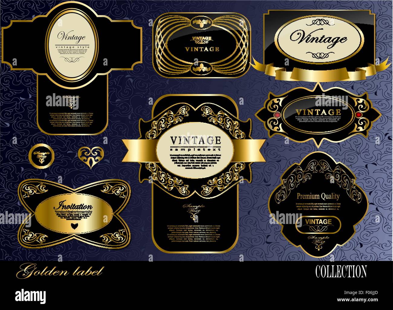 black gold labels Stock Vector Image & Art - Alamy