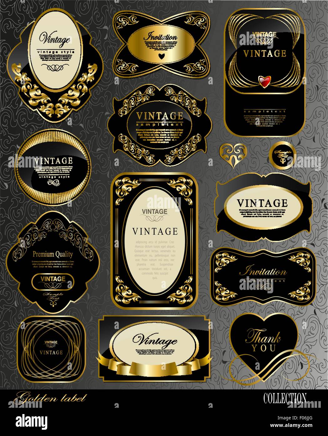 black gold labels Stock Vector Image & Art - Alamy