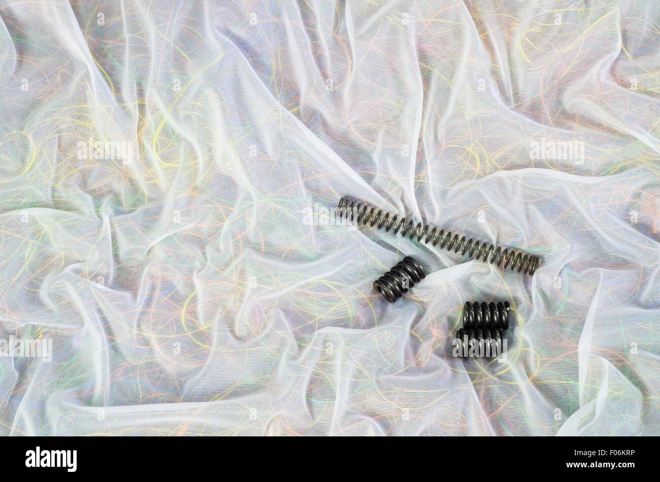 Metal Springs on transparent textile and vibrance electric wire Stock ...