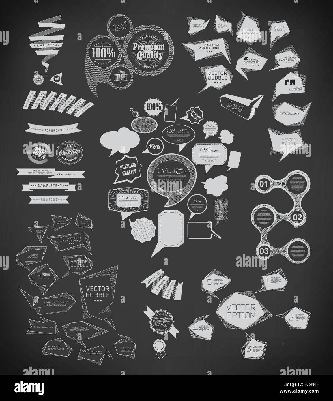 Design elements for options of drawing with chalk on blackboard Stock ...