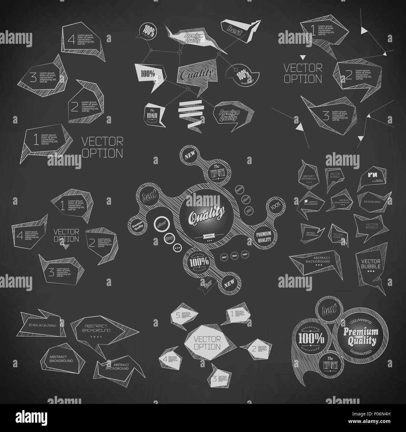 Design elements for options of drawing with chalk on blackboard Stock ...