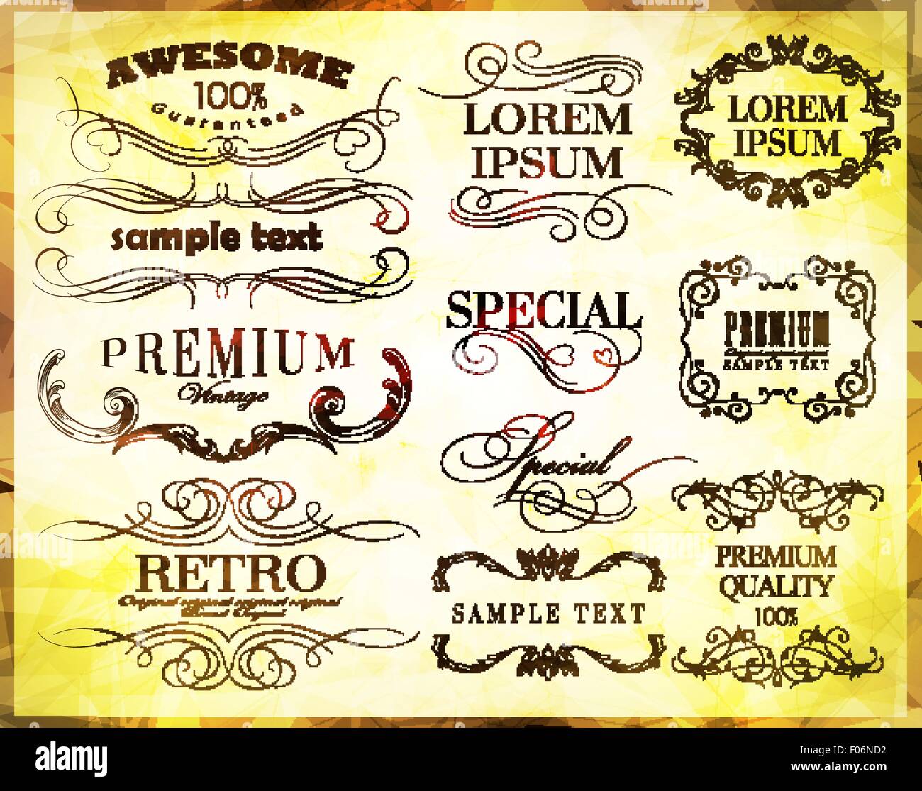 Vector illustration of calligraphic elements and page decoration Stock ...