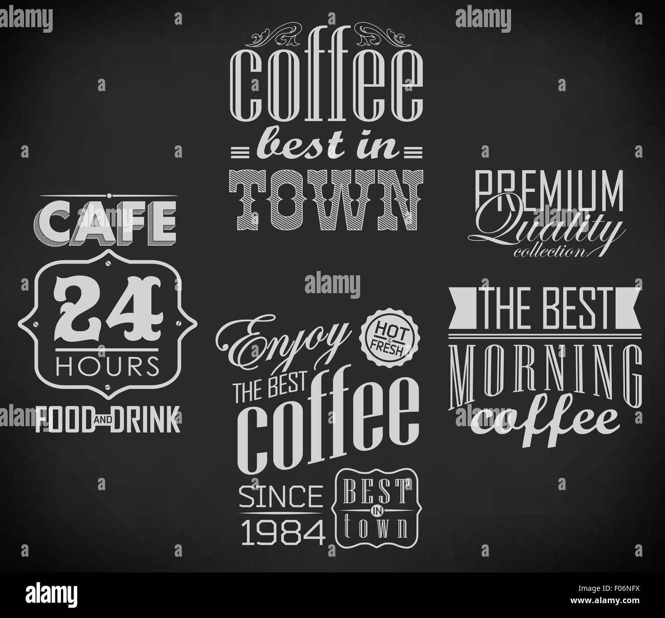 set of coffee labels on chalkboard Stock Vector Image & Art - Alamy