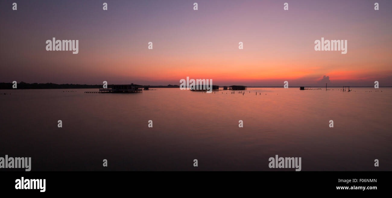 Panoramic view of the sunset on the Lake Maracaibo, Venezuela Stock ...