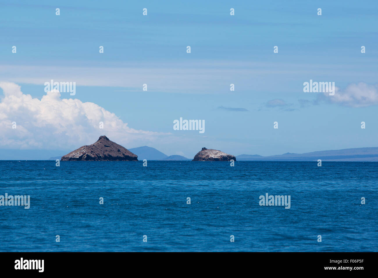 Rock formation in the middle of the Pacific Ocean in the Galapagos ...