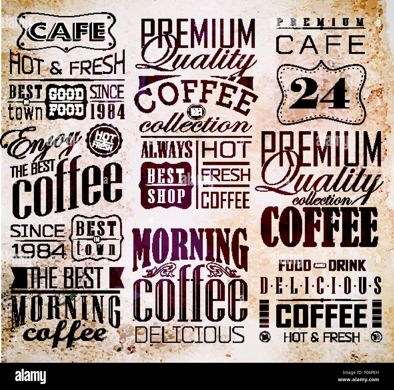 Set Of Vintage Retro Coffee Stock Vector Image & Art - Alamy
