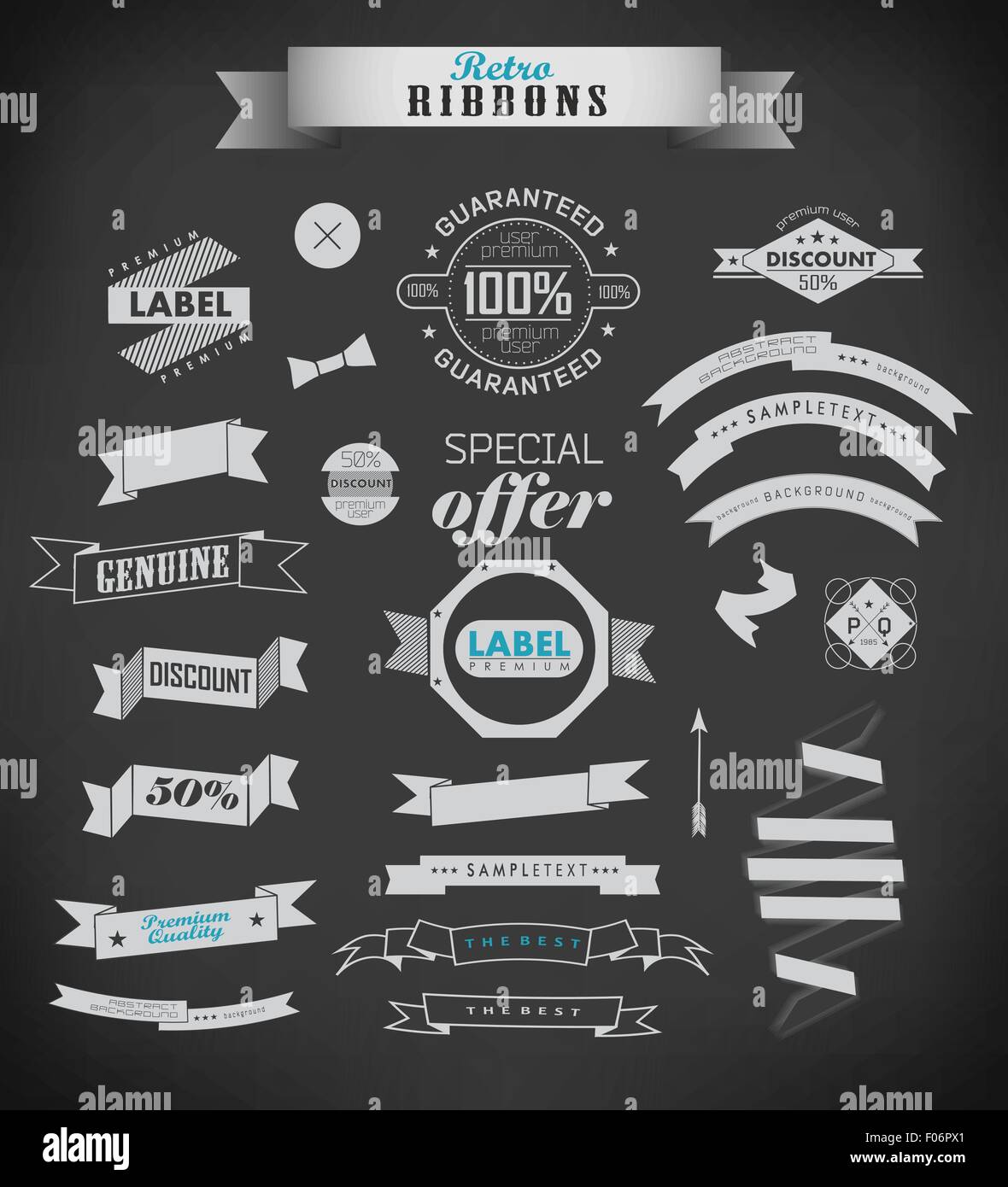 Set of retro ribbons and labels. Vector illustration Stock Vector Image ...