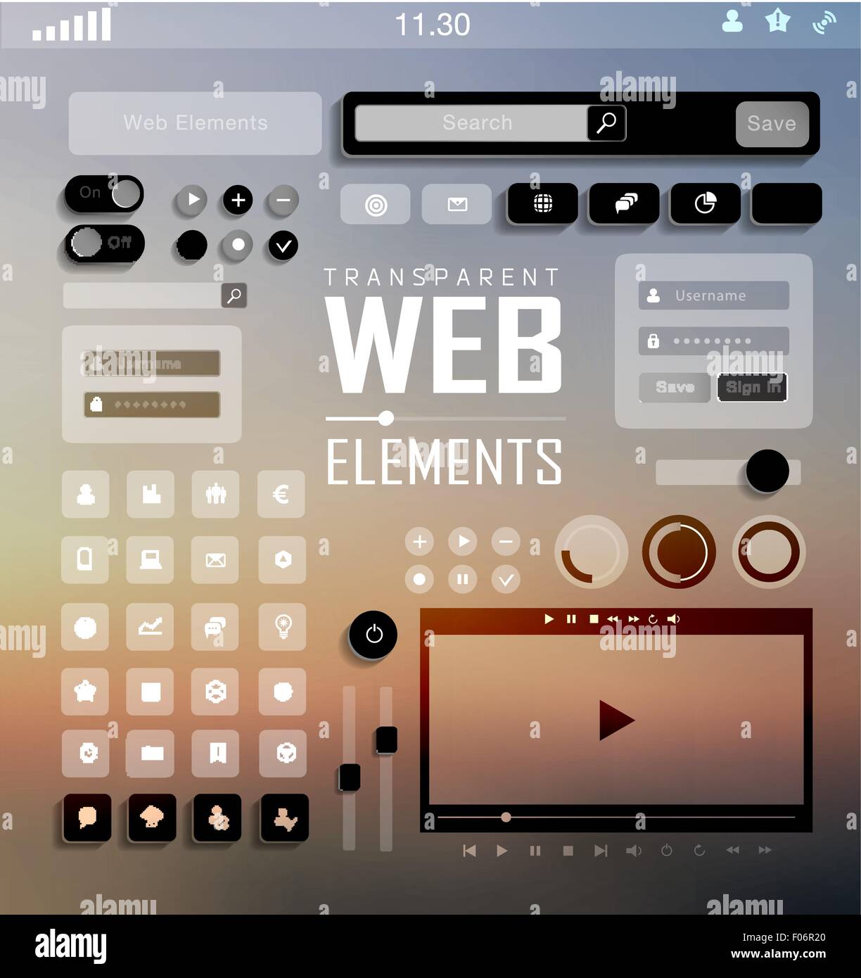 Vector Web Elements, Buttons and Labels. Site Navigation Stock Vector ...