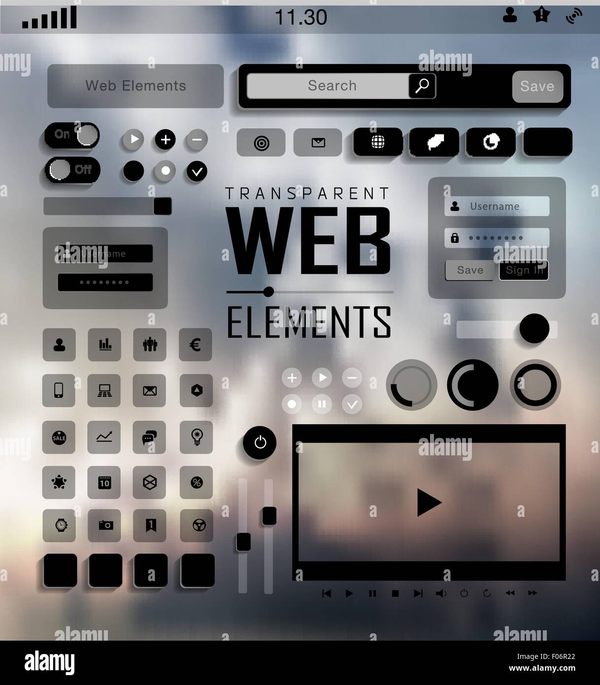 Vector Web Elements, Buttons and Labels. Site Navigation Stock Vector ...