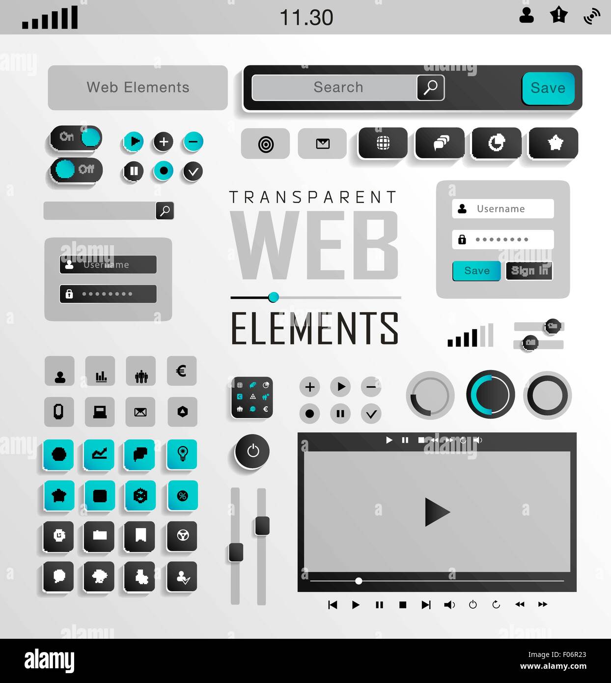 Vector Web Elements, Buttons and Labels. Site Navigation Stock Vector ...