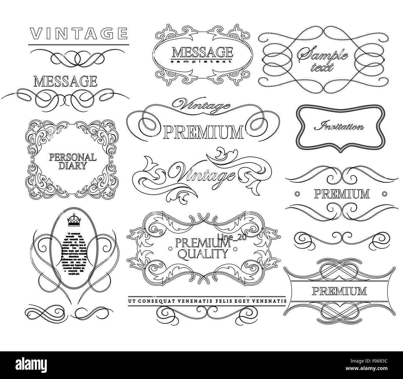 Set of hand-drawing calligraphic floral design elements Stock Vector ...