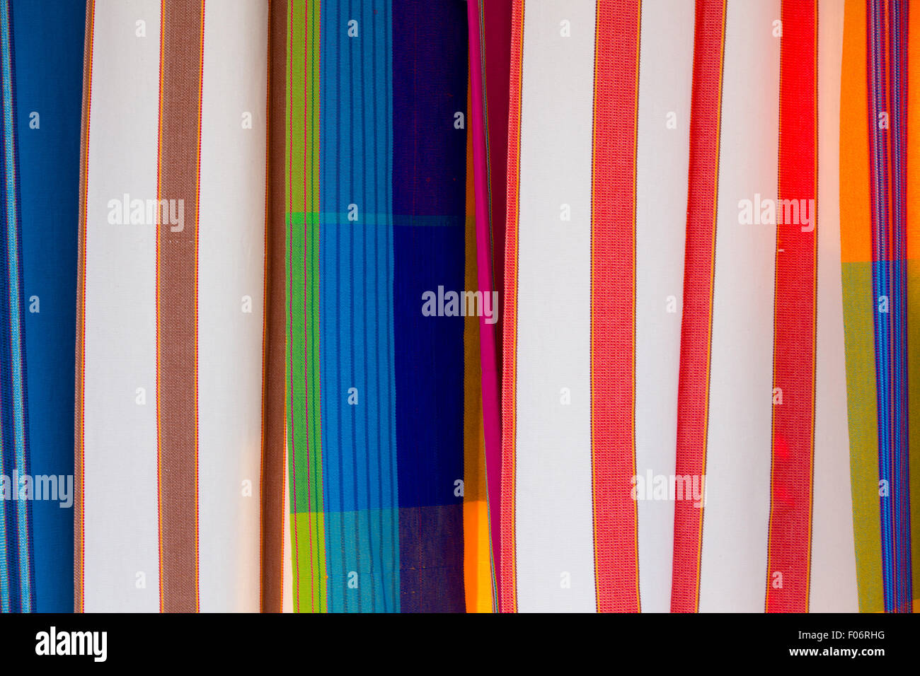 Background of colored Ecuadorian textile at the market of Otavalo in ...