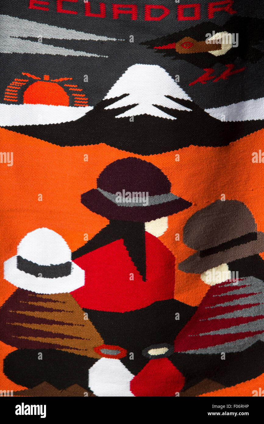 Background of colored Ecuadorian textile at the market of Otavalo in ...