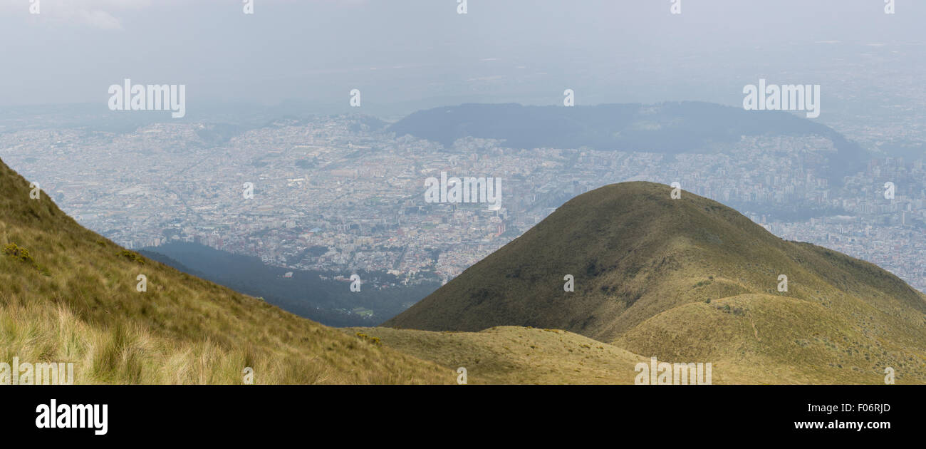 Spectacular panoramic view of Quito from the mountain, the capital of ...