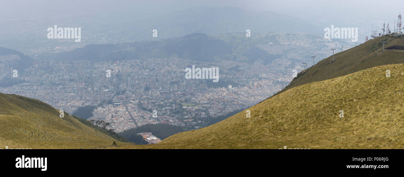 Spectacular panoramic view of Quito from the mountain, the capital of ...