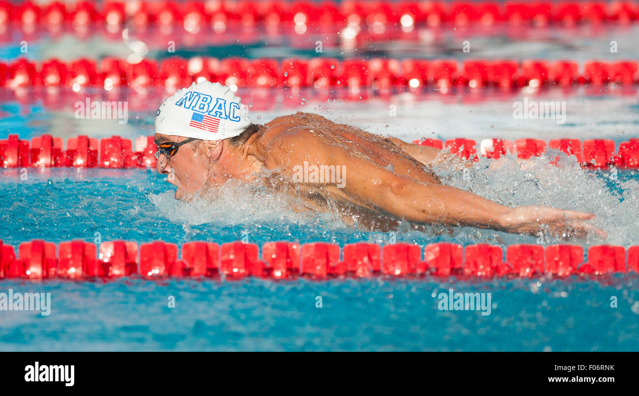 Michael Phelps competes in the Final of the 100m Butterfly during the ...