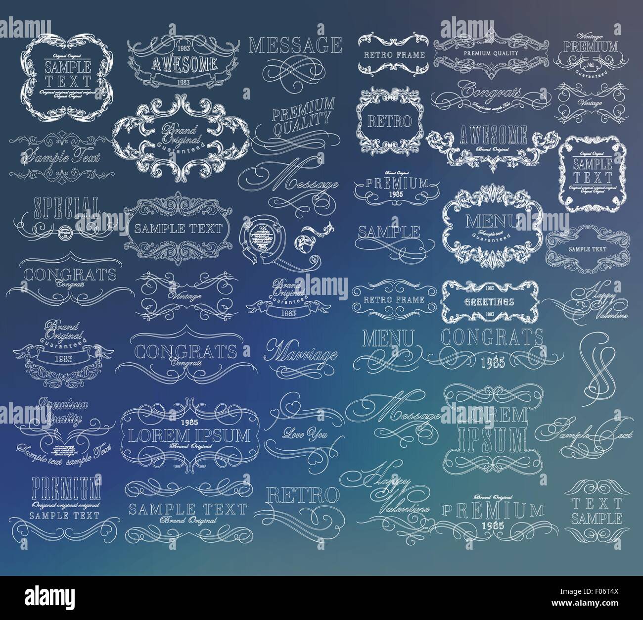 Set of hand-drawing calligraphic floral design elements Stock Vector Image & Art - Alamy