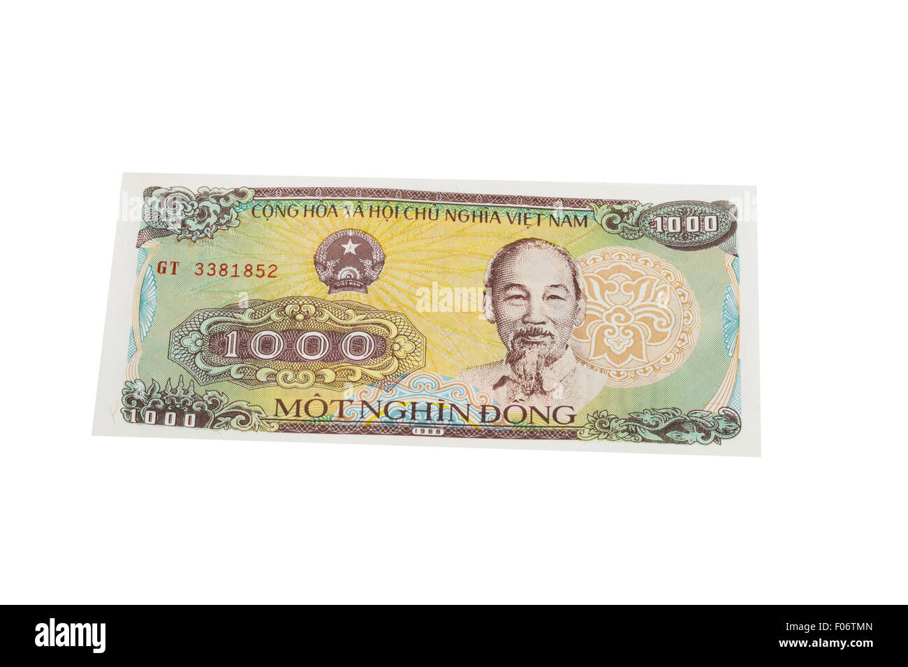 One thousand vietnamese Dong banknote on a white background Stock Photo ...